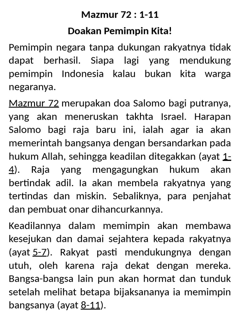 Mazmur 72 | PDF