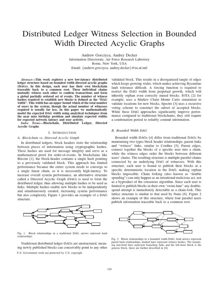 Distributed Ledger Witness Selection in Bounded Width Directed Acyclic Graphs | PDF