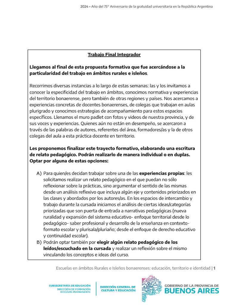 Consigna Trabajo Final | PDF