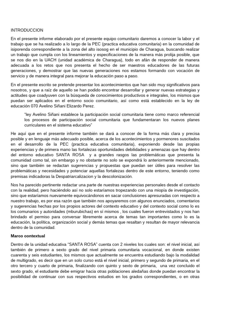 Modelo de Informe para La PEC | PDF