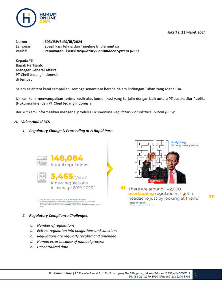 Proposal Penawaran RCS - Cheil Jedang Indonesia | PDF | Internet ...