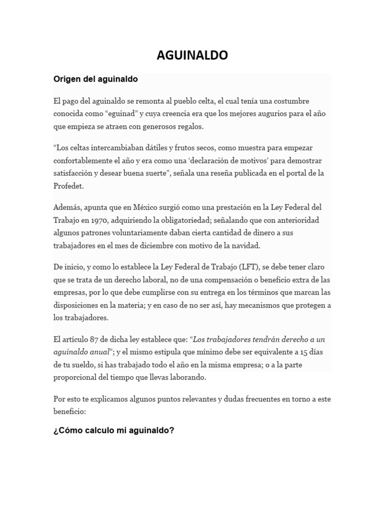 Concepto de Aguinaldo | PDF