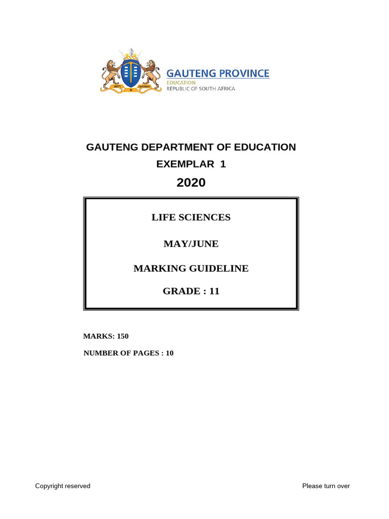 Grade 11 June Exam Exemplar 1 Marking Guideline Final Edited | PDF