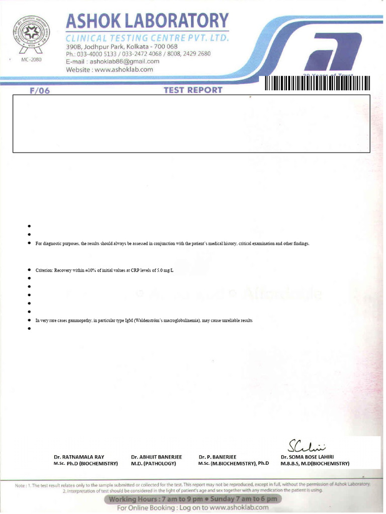 Susmita Das | PDF | C Reactive Protein | Science & Mathematics