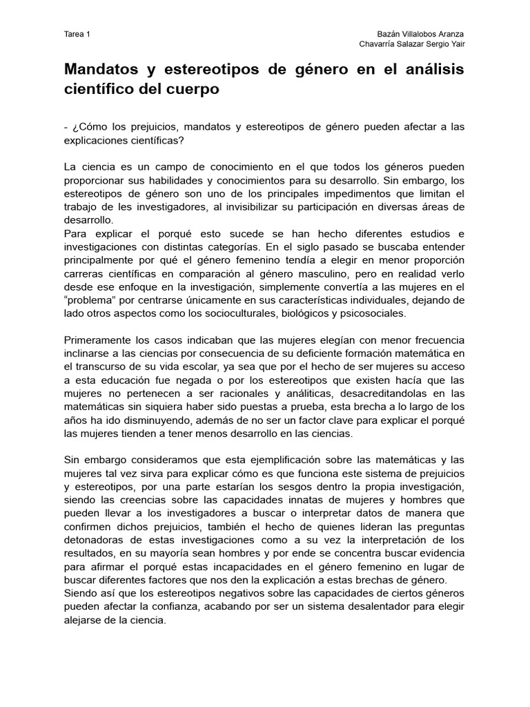 Mandatos y Estereotipos de Género en El Análisis Científico Del Cuerpo ...