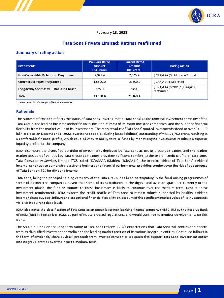 Tata Sons Private Limited | PDF