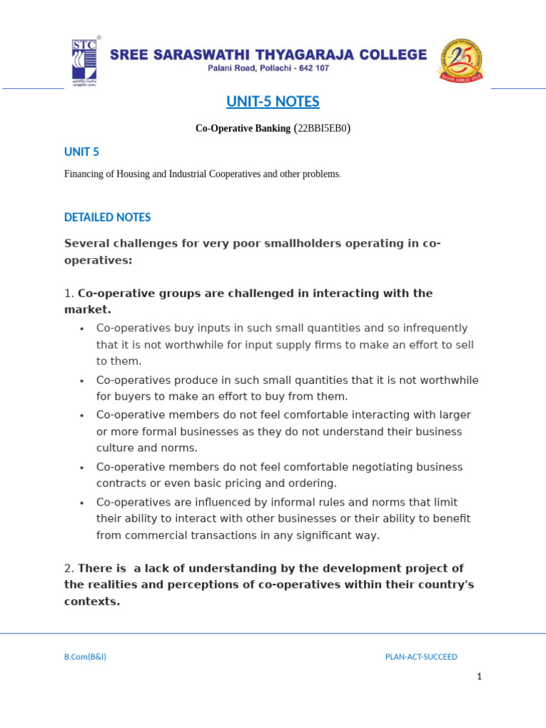 Co-Operative Banking Unit - 5 | PDF
