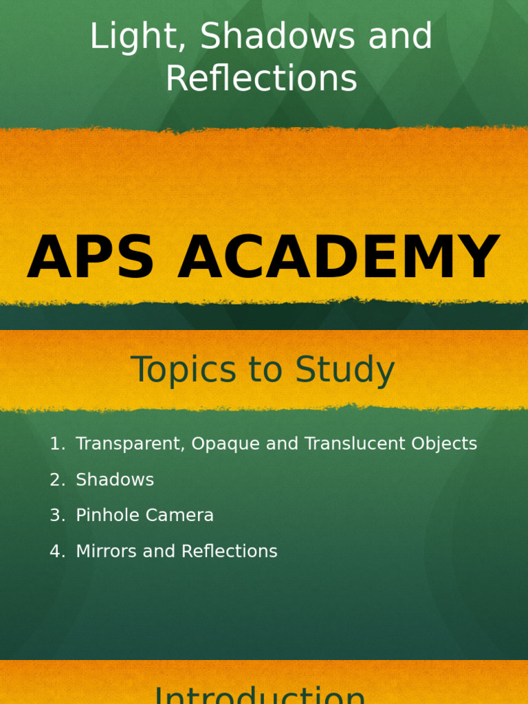 Light, Shadows and Reflections | PDF