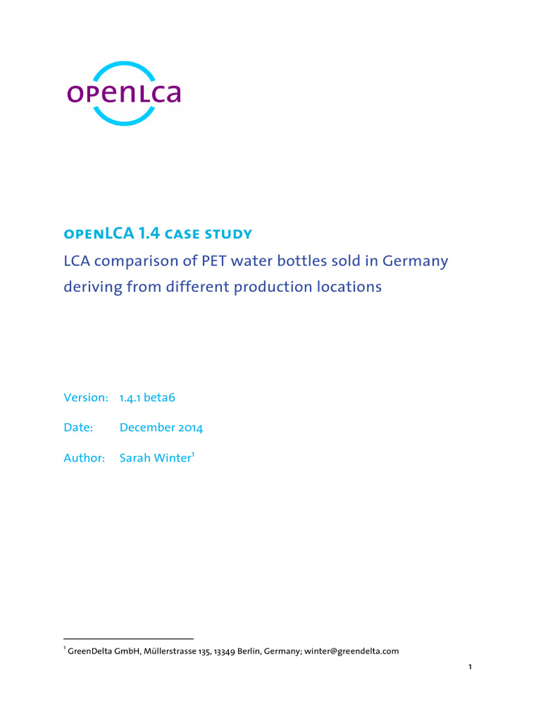 1412 - GreenDelta - LSA Case Study - Comparison of PET Bottles | PDF