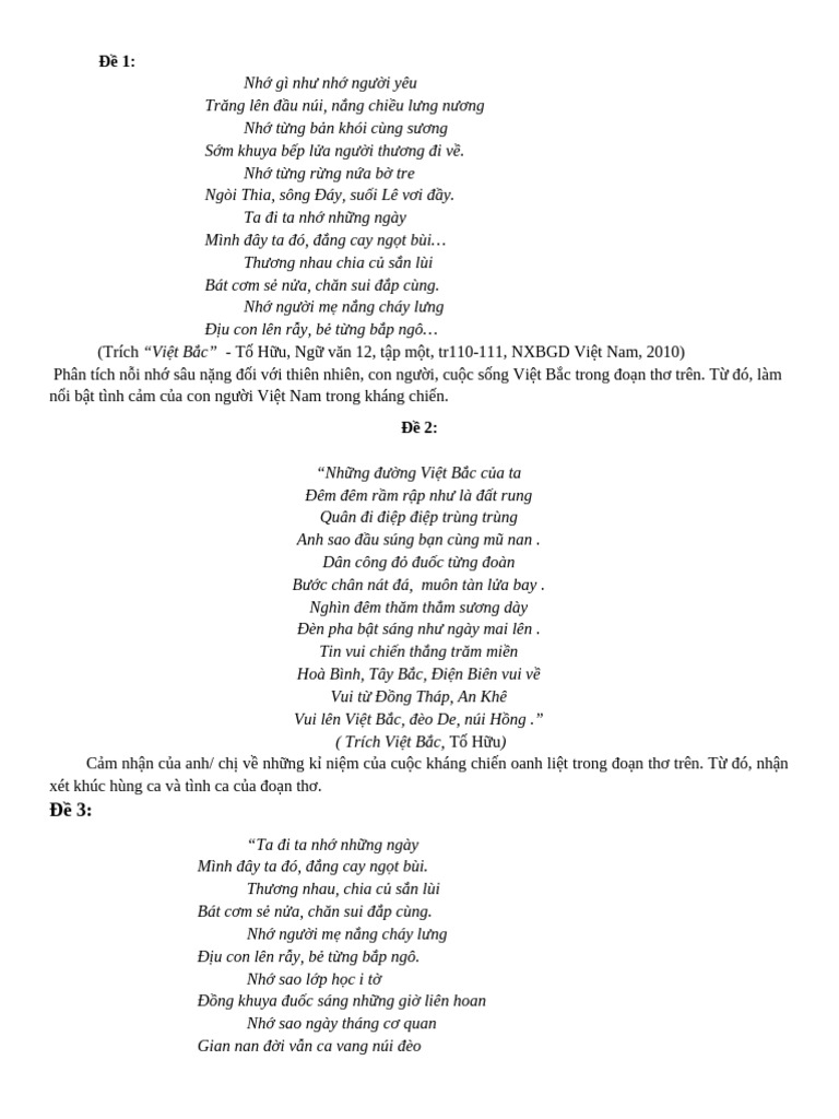 ĐỀ VIET BAC, TÂY TIẾN | PDF