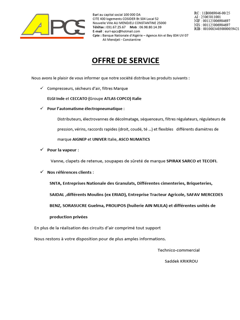 Offre de Service | PDF