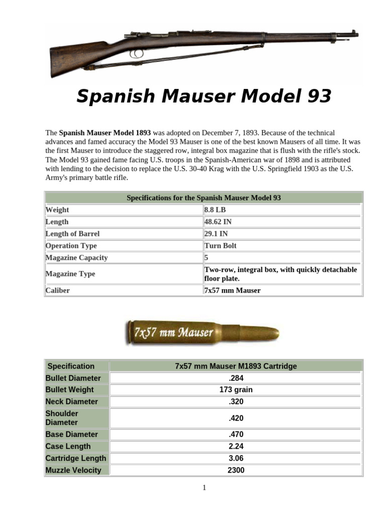 Spanish Mauser Model 93 | PDF