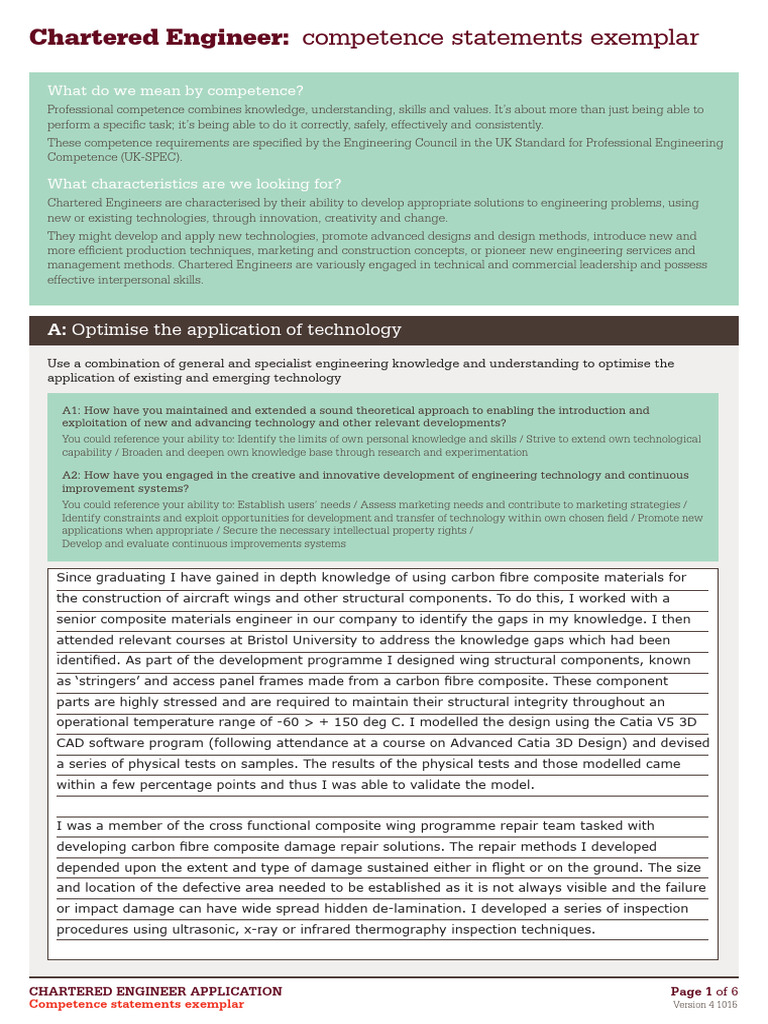 Imeche Ceng Competence Exemplar V63-Mark-Up | PDF