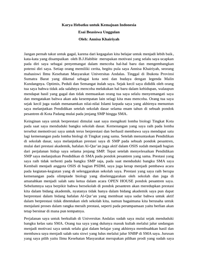 Esai Beasiswa Unggulan | PDF