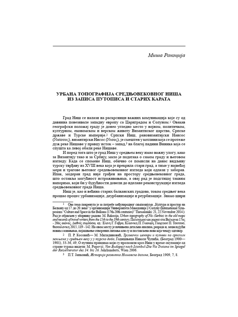 Topografija Srednjovekovnog Niša M Rakocija | PDF