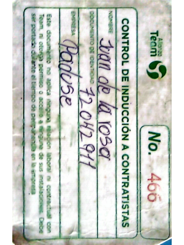 Carnet de Induccion Juan de La Rosa | PDF