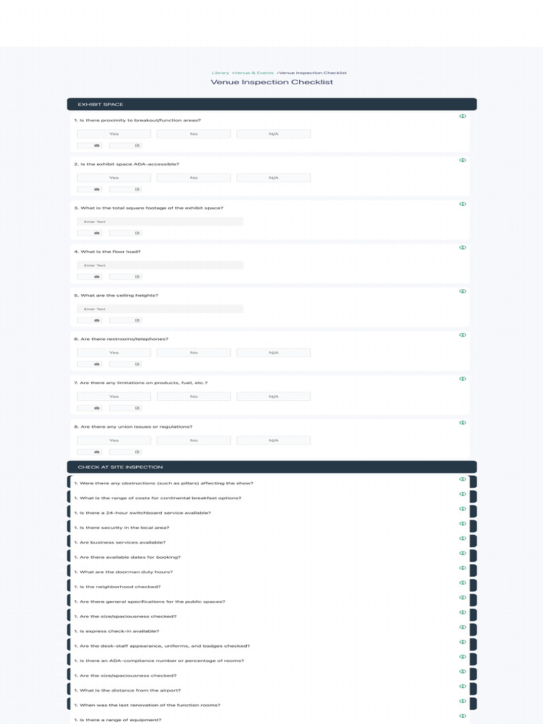 GoAudits - Venue Inspection Checklist (Sample) | PDF