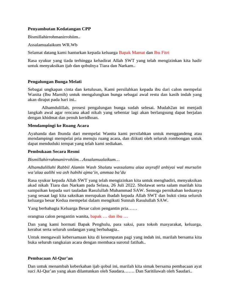 Susunan Acara Akad Nikah | PDF