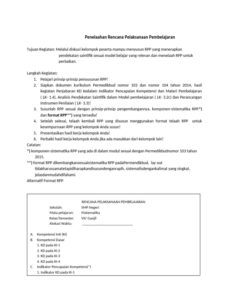 LK 3 Penyusunan Dan Telaah RPP | PDF