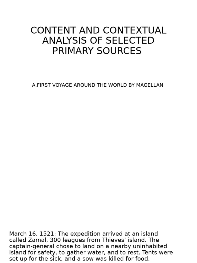 Content and Contextual Analysis of Selected Primary Sources: A.First ...