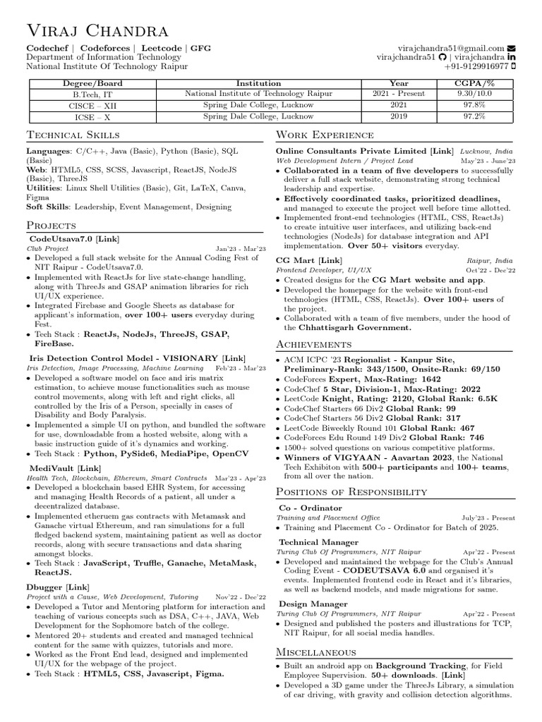 Viraj Chandra Resume | PDF Viraj Chandra Resume | PDF