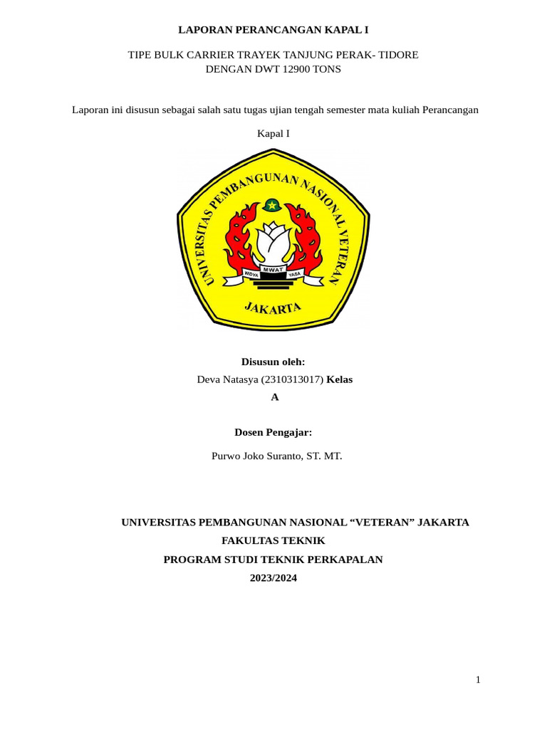 Muhammad Fannan Masbukin - 2310313017 - Laporan Perancangan Kapal 1 | PDF