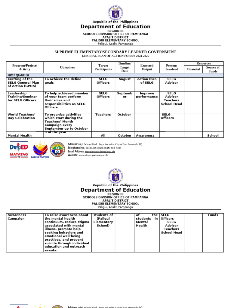 Selg Gpoa Paligui Elementary School Pdf