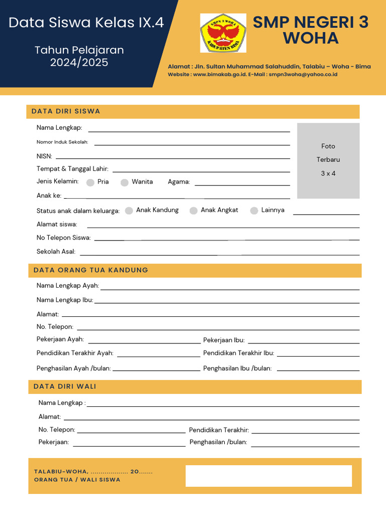 Formulir Data Siswa | PDF