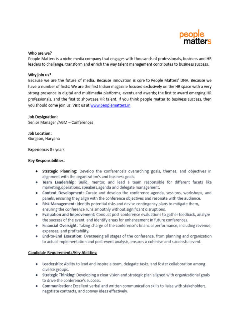 JD Project Head Conference | PDF