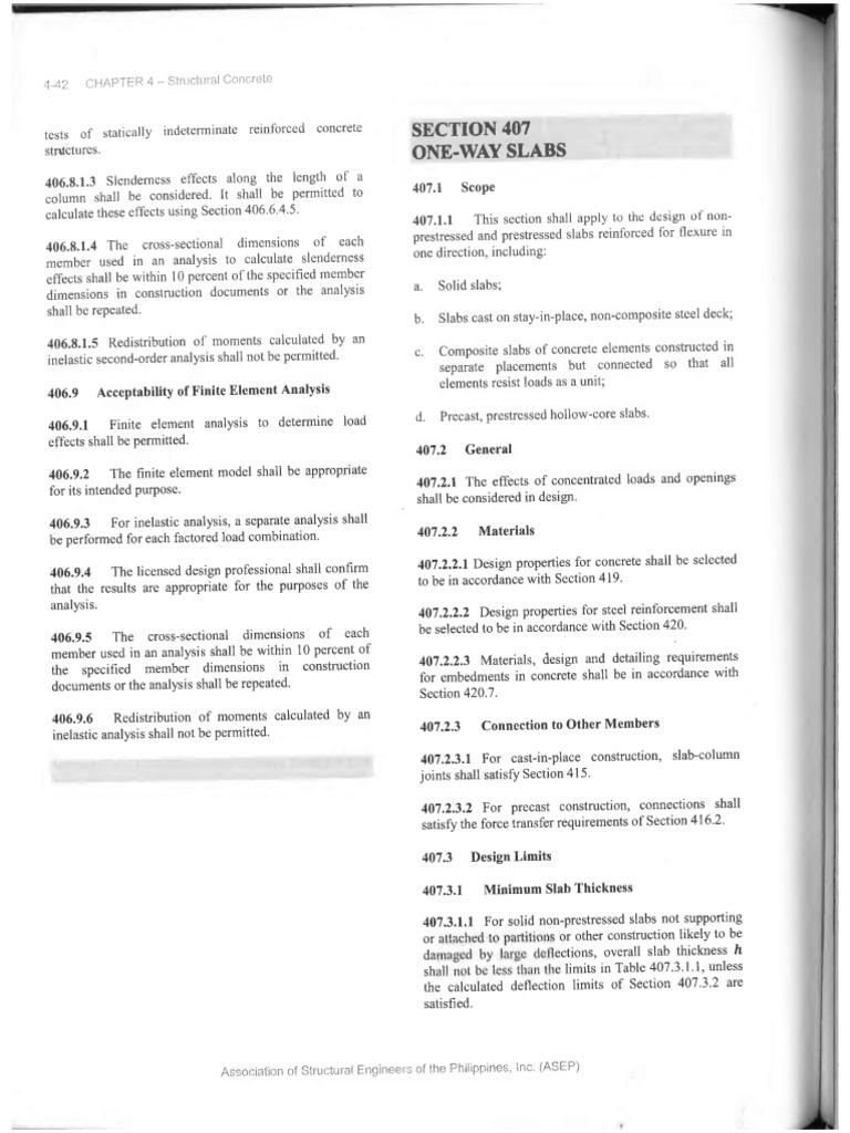 NSCP 2015 Section 407 - One-Way Slab | PDF
