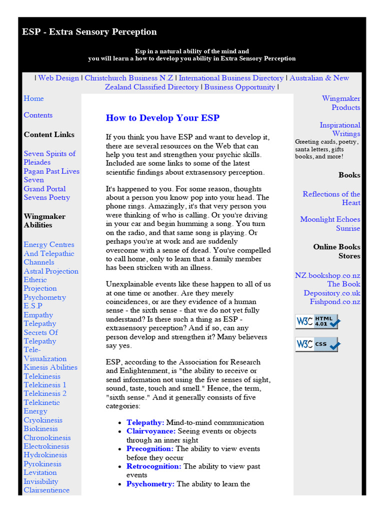 ESP - Extra Sensory Perception | PDF | Extrasensory Perception ...