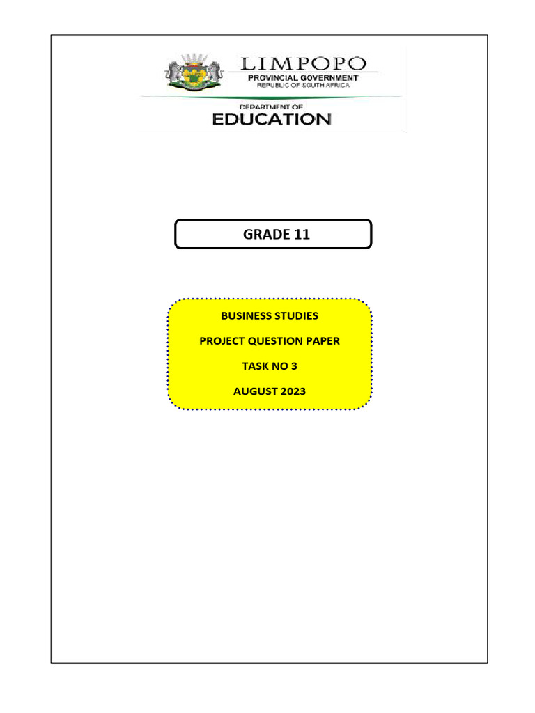 Gr11 BSTD Project QP 2023 Moderated | PDF