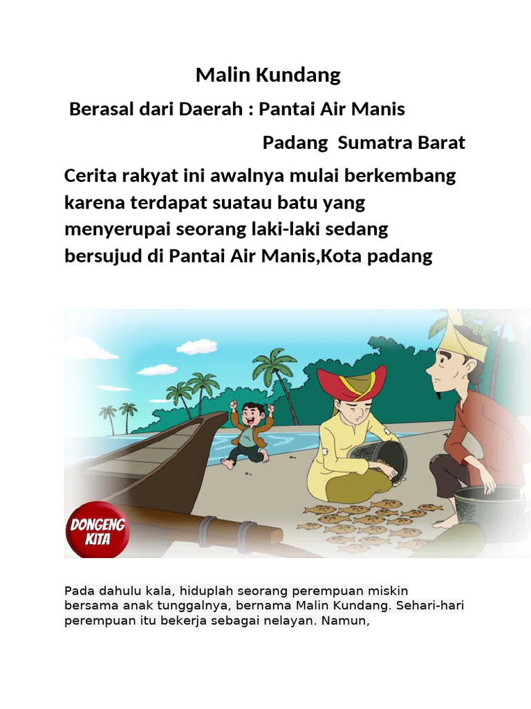 Teks Cerita Dongeng Malin Kundang | PDF