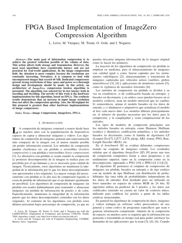 FPGA Based Implementation of ImageZero Compression Algorithm | PDF