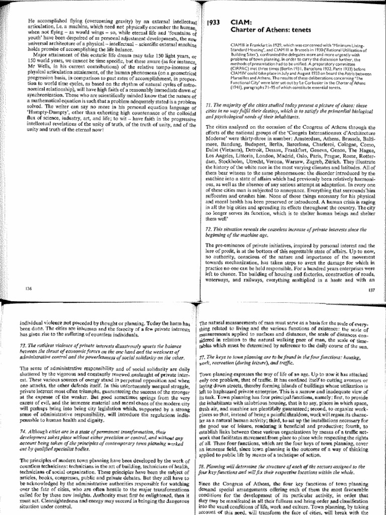 1933 - CIAM - The Athens Charter | PDF