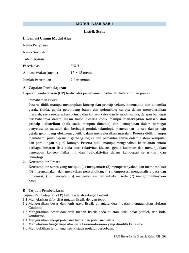 Modul Ajar Bab 1 | PDF