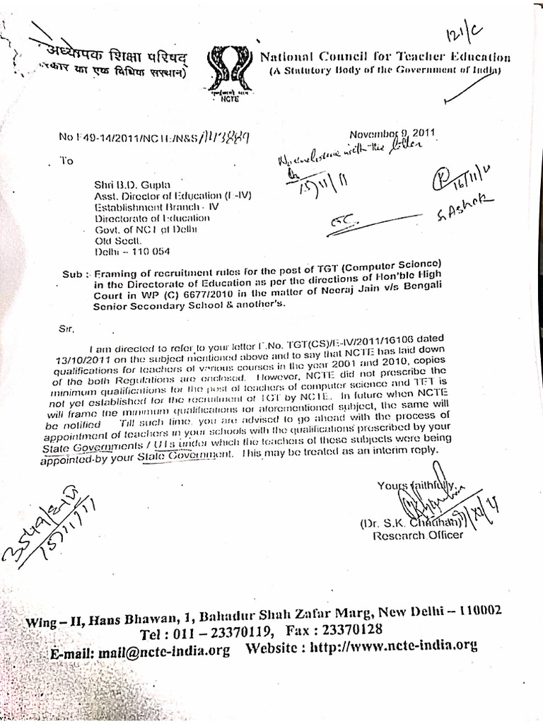 TGT Doe Ncte Letter | PDF
