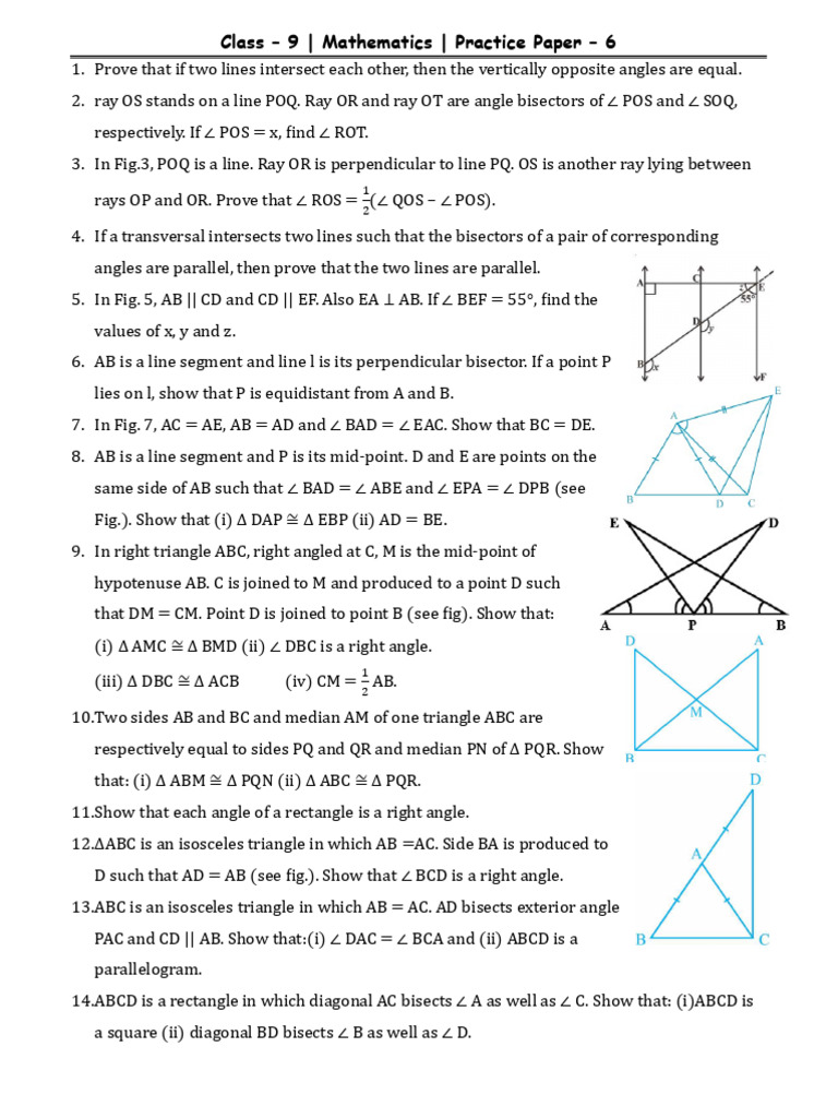 9 Maths Practice Paper 6 | PDF