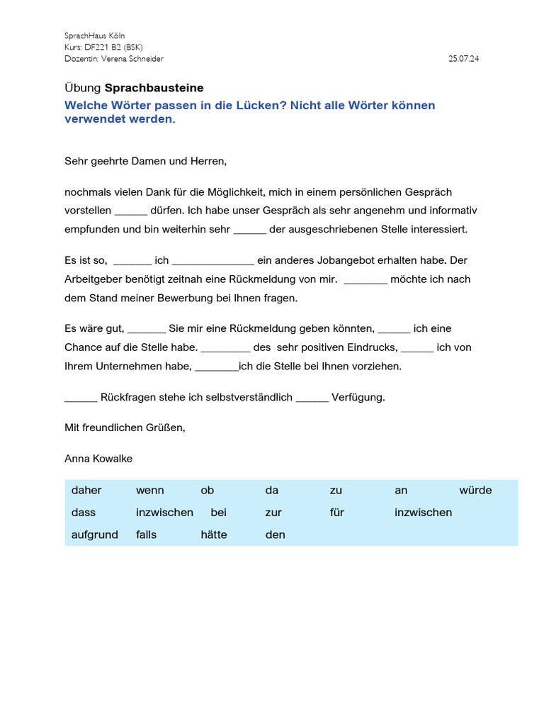 Sprachbausteine B2 | PDF