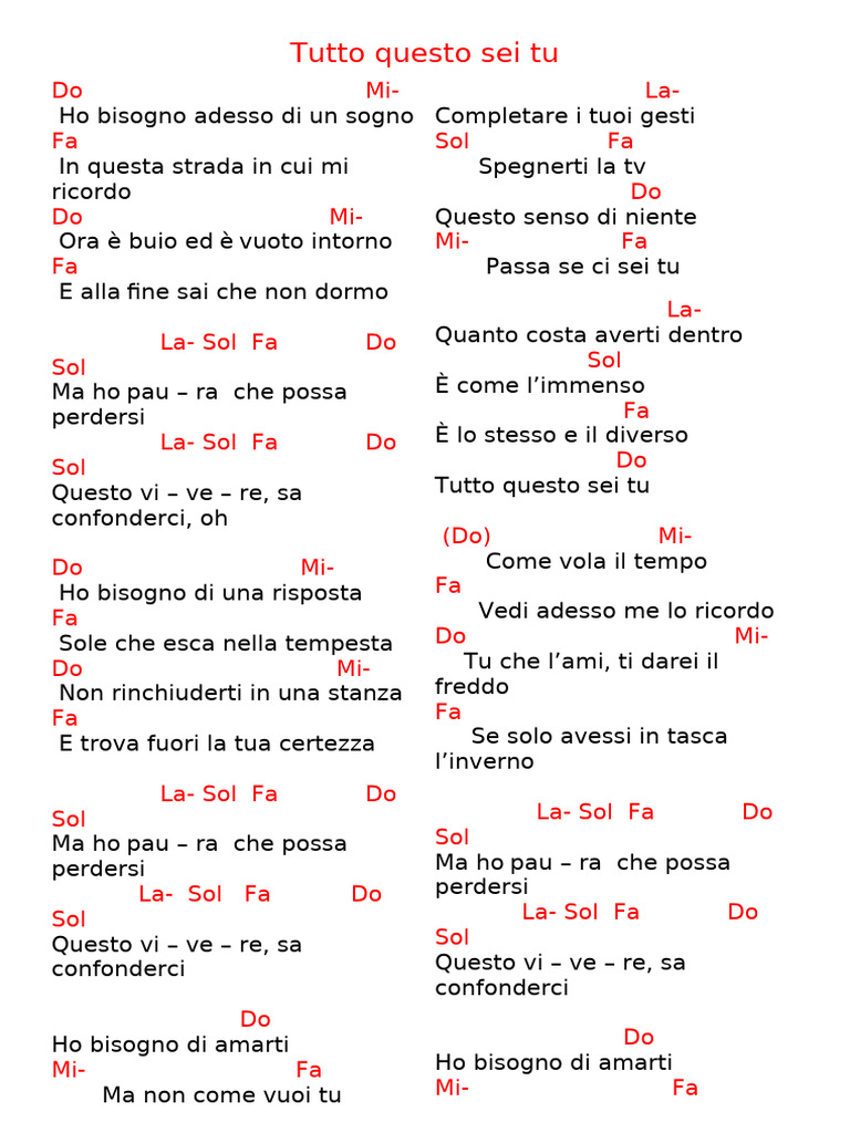 Tutto Questo Sei Tu | PDF