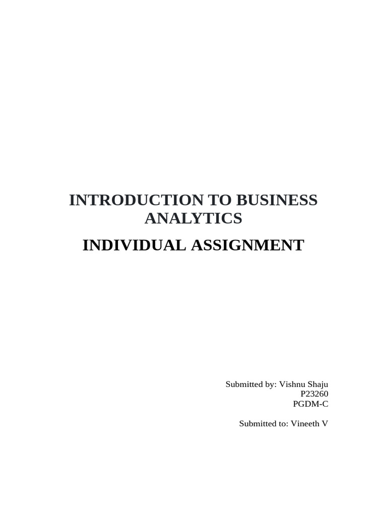 Introduction To Business Analytics-1 | PDF