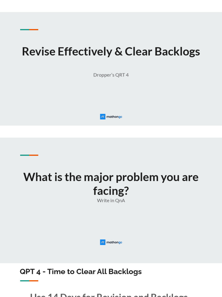 Revise Effectively & Clear Backlogs - Droppers QRT 4 | PDF