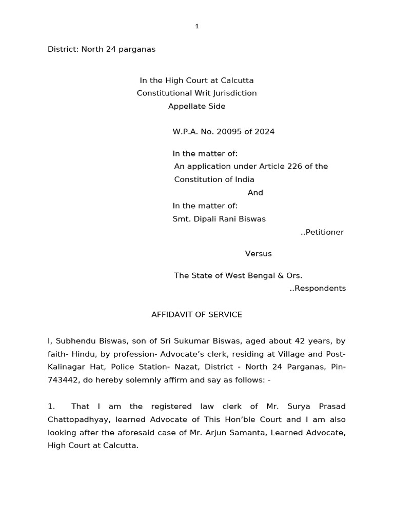 Dipali Rani Biswas Affidavit of Service | PDF