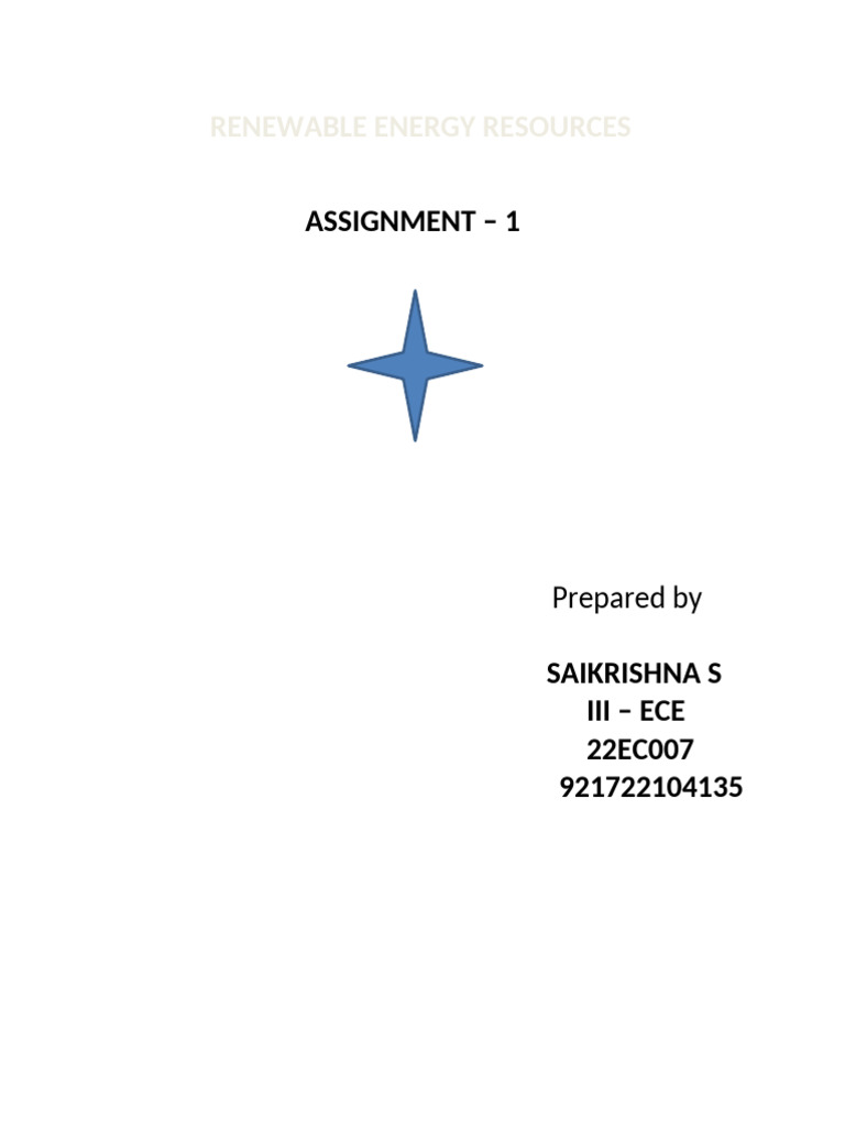 Renewable Energy Resources | PDF