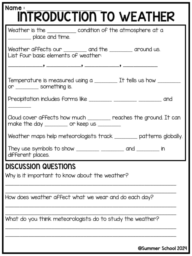 Weather Unit Worksheets | PDF