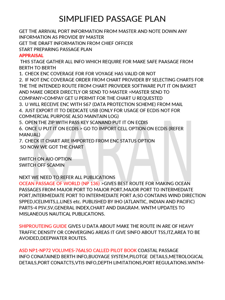 Passage Plan Simplified | PDF
