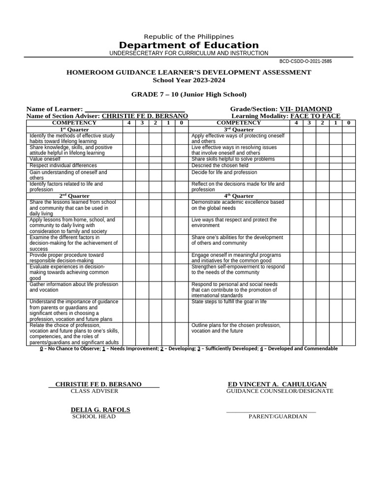 Home Guidance Form | PDF