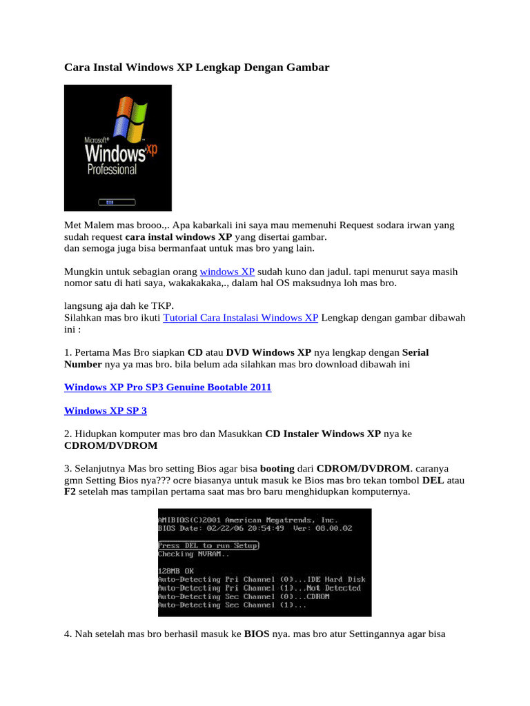 Cara Instal Windows XP Lengkap Dengan Gambar | PDF