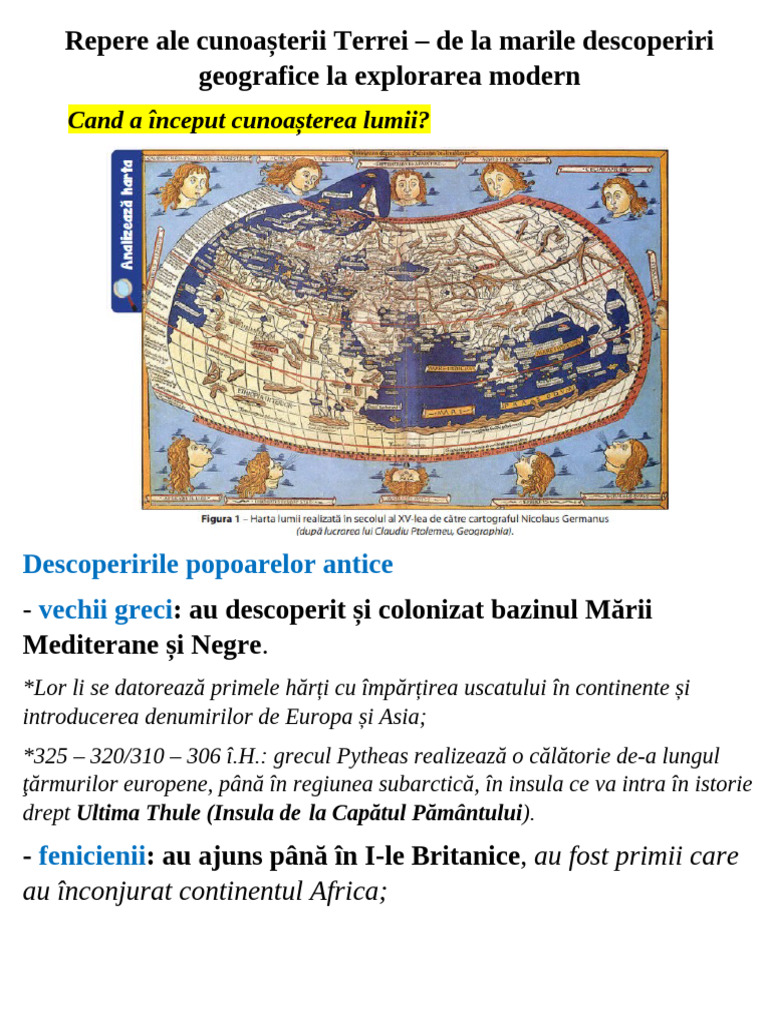 Repere Ale Cunoașterii Terrei - de La Marile Descoperiri Geografice La ...
