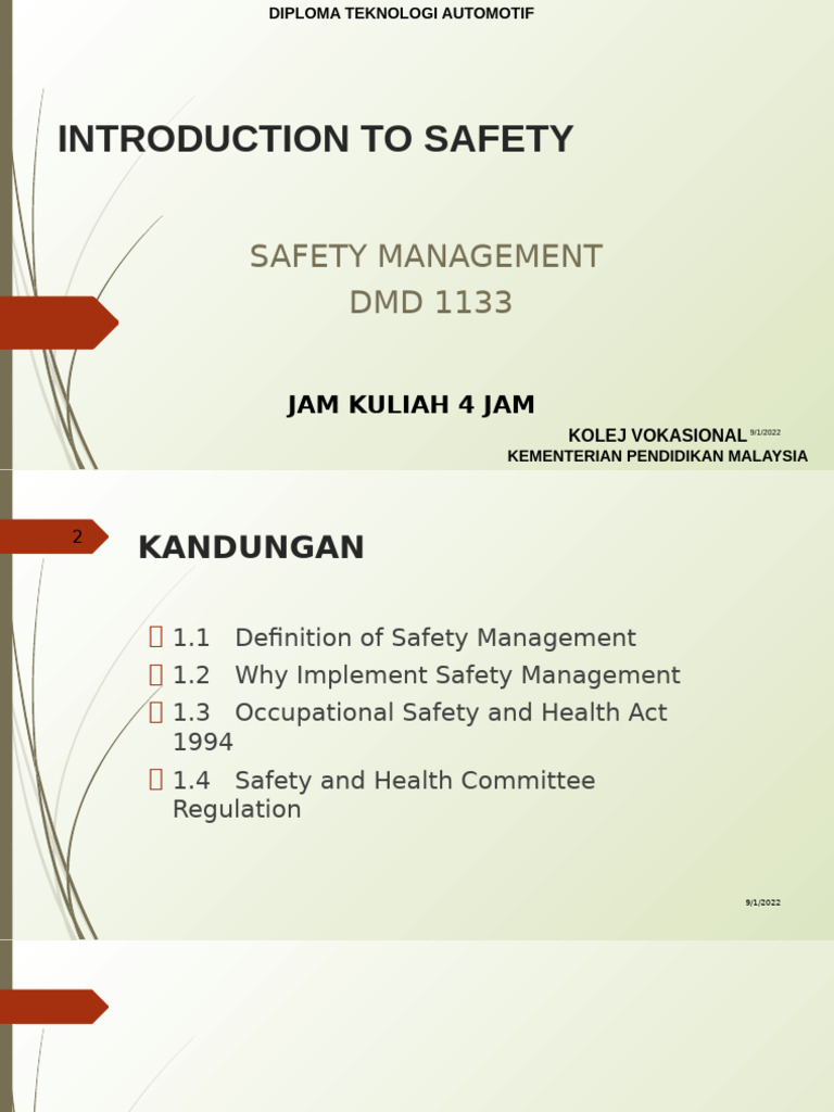 Introduction to Safety Management | PDF